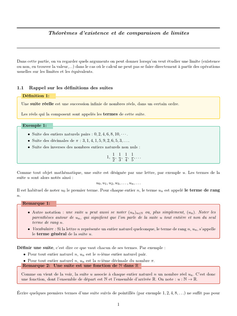Limites et propriétés des suites réelles | PDF | Séquence | Limite ...