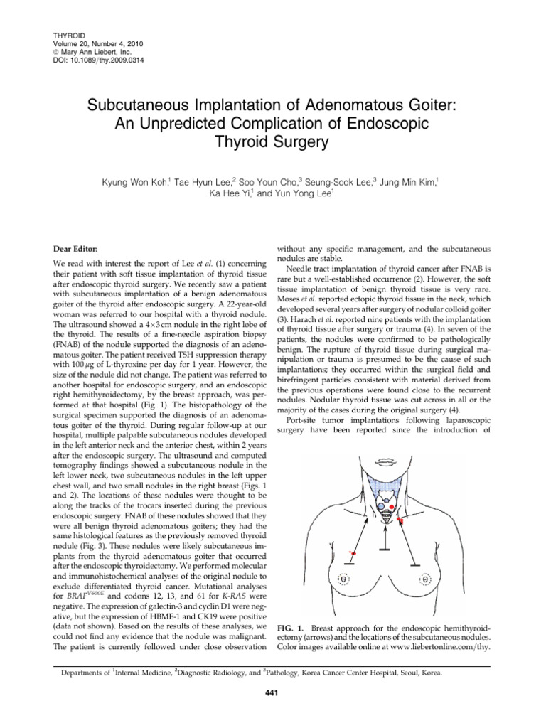 Koh Et Al 2010 Subcutaneous Implantation of Adenomatous Goiter An ...