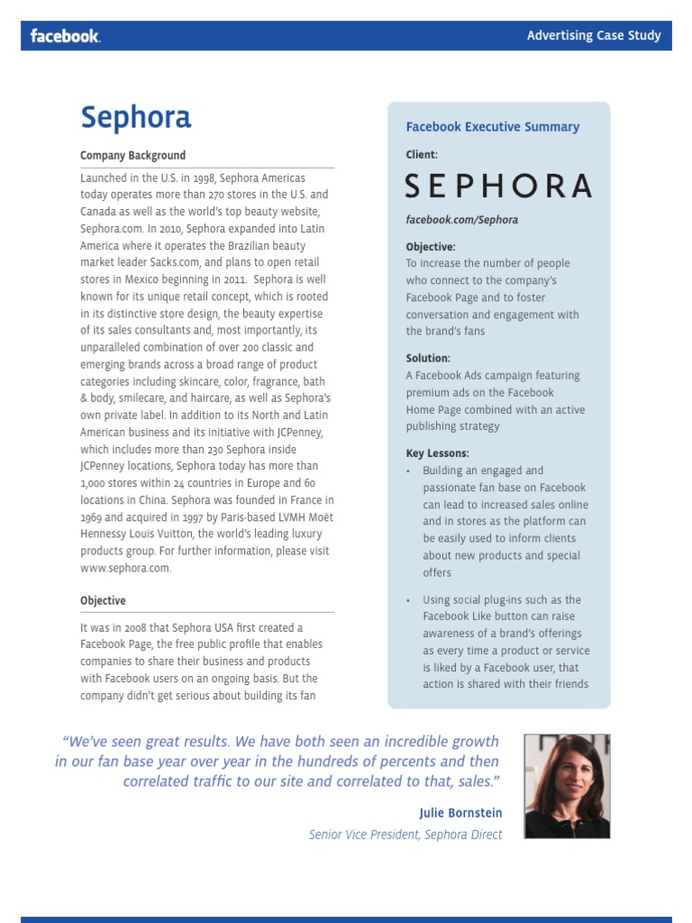 Sephora Facebook Ad Case Study | PDF | Facebook | Advertising