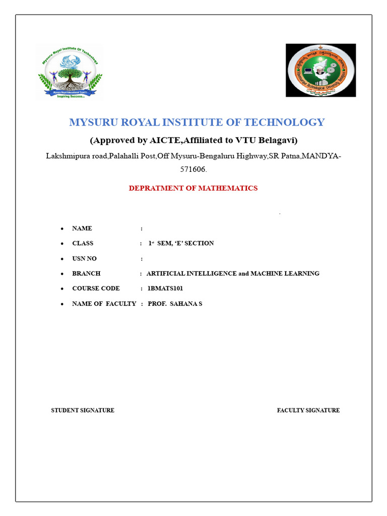 Maths Front Sheet | PDF
