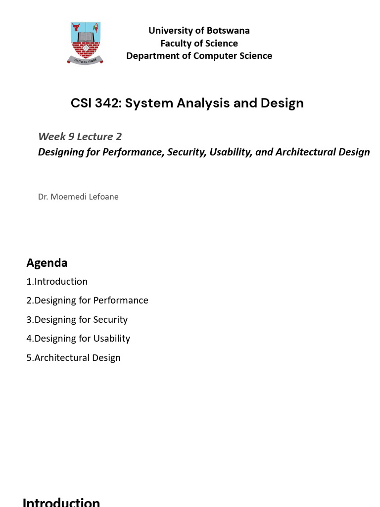 CSI-342-Week 9 - Lecture 2 - Designing For Performance, Security ...