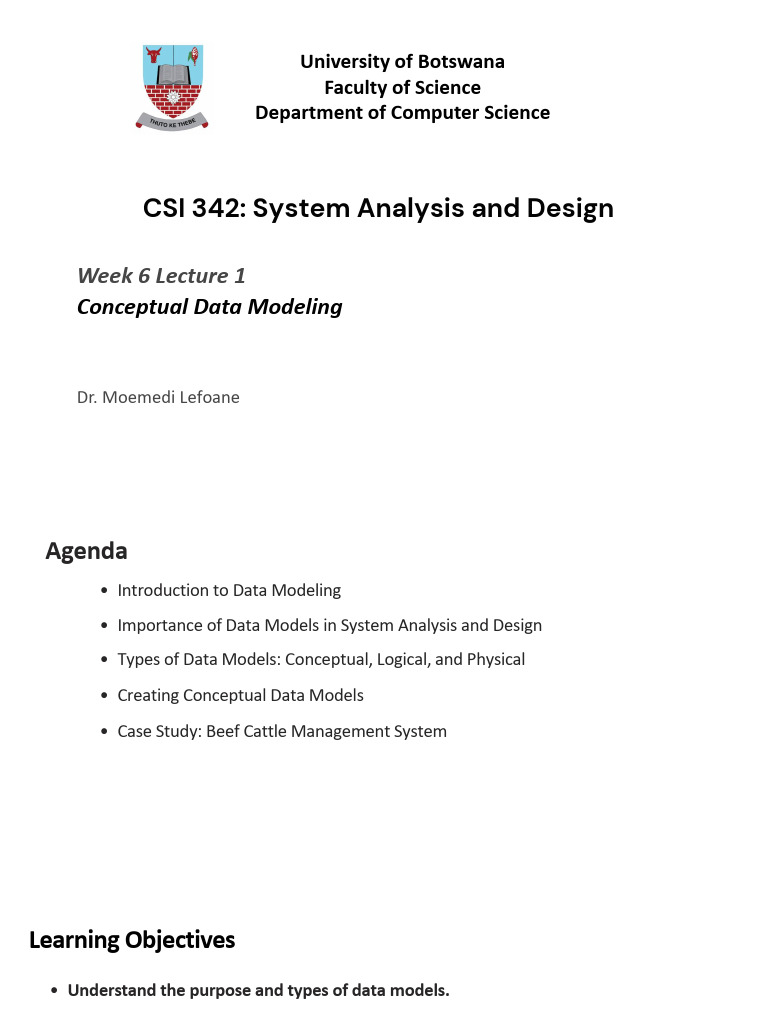CSI-342-Week 6 - Lecture 1 - Conceptual Data Modeling | PDF | Data ...