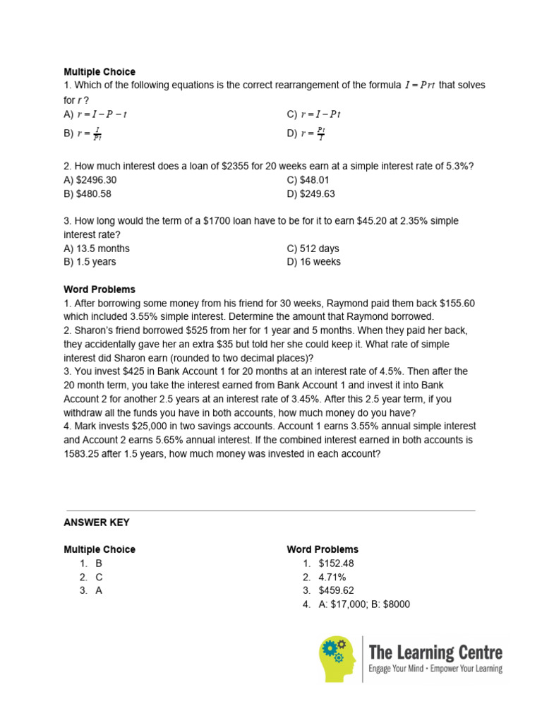 Simple Interest and Loan Calculations | PDF