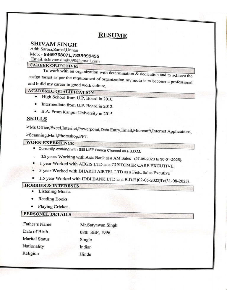 Shivam CV | PDF
