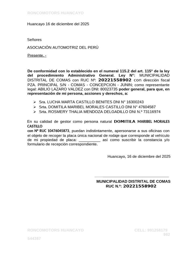 Carta Pooder Persona Juridica | PDF