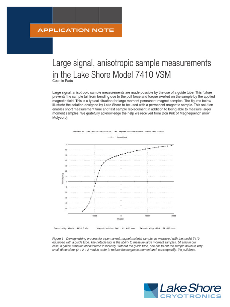 Large Signal Anisotropic Sample Measurements in The Lake Shore Model ...