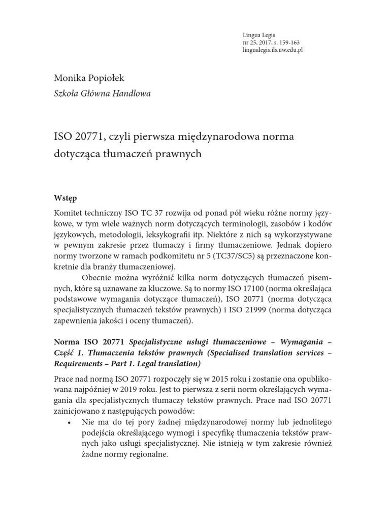 Popiolek (2020) ISO - 20771 ORIGINAL NEED TRANSLATION | PDF