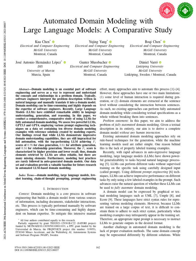 Automated Domain Modeling with LLMs | PDF | Computing | Software ...