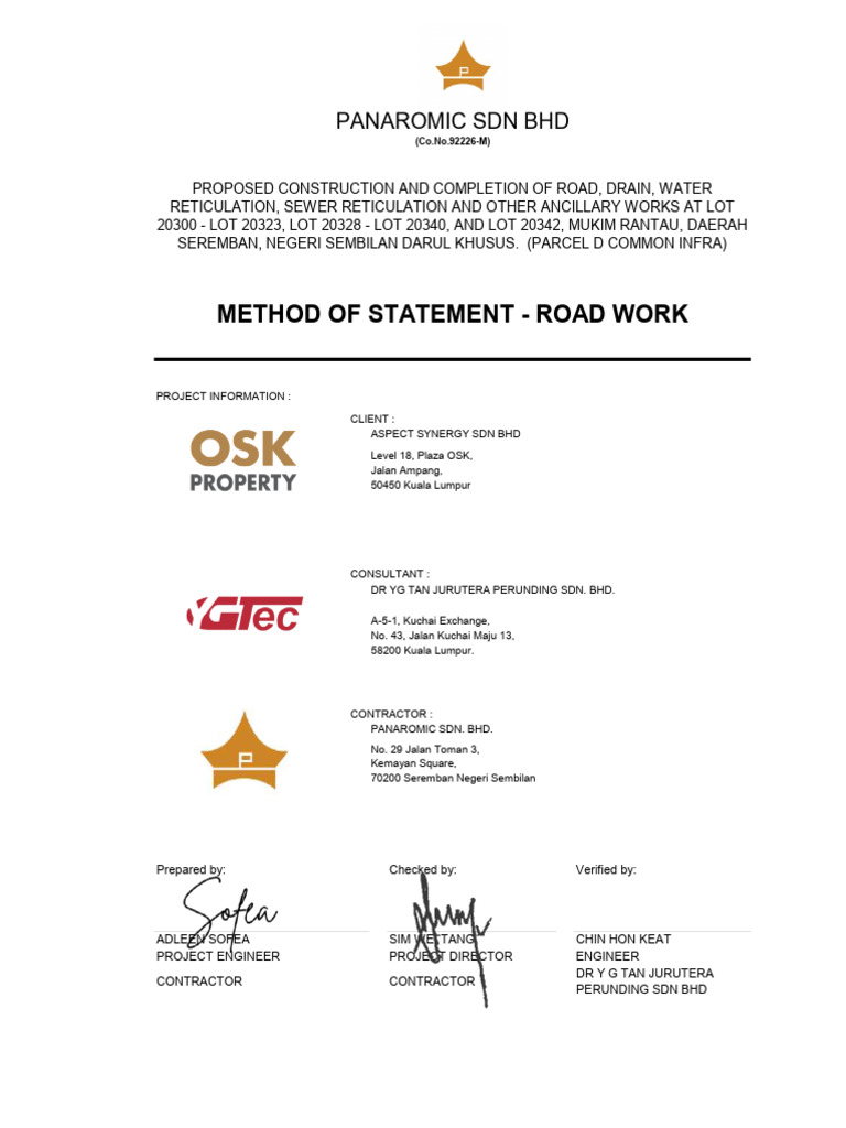 IB CIPD - Method Statement Road Work | PDF | Concrete | Construction ...