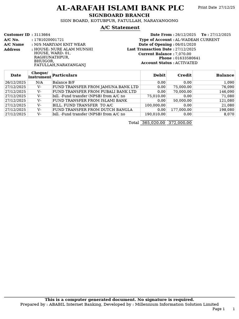 DEPOSIT Account Statement Amr 2025-12!27!00!05!40 337767Al-Arafah ...