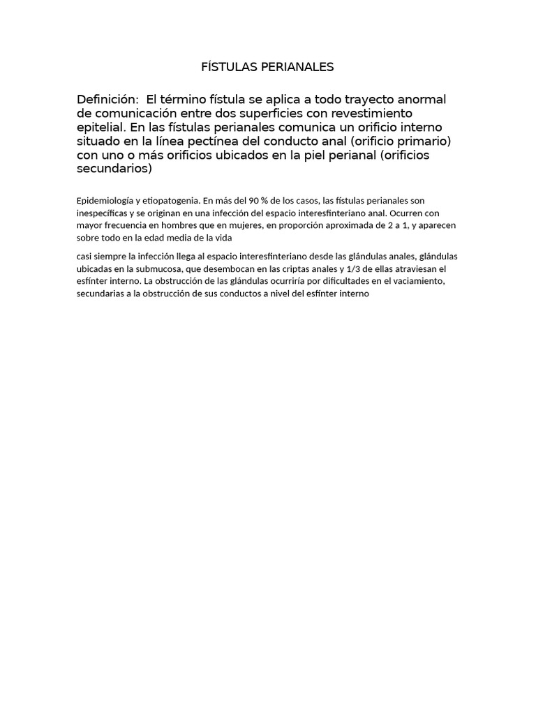 Fístulas Perianales: Definición y Causas | PDF