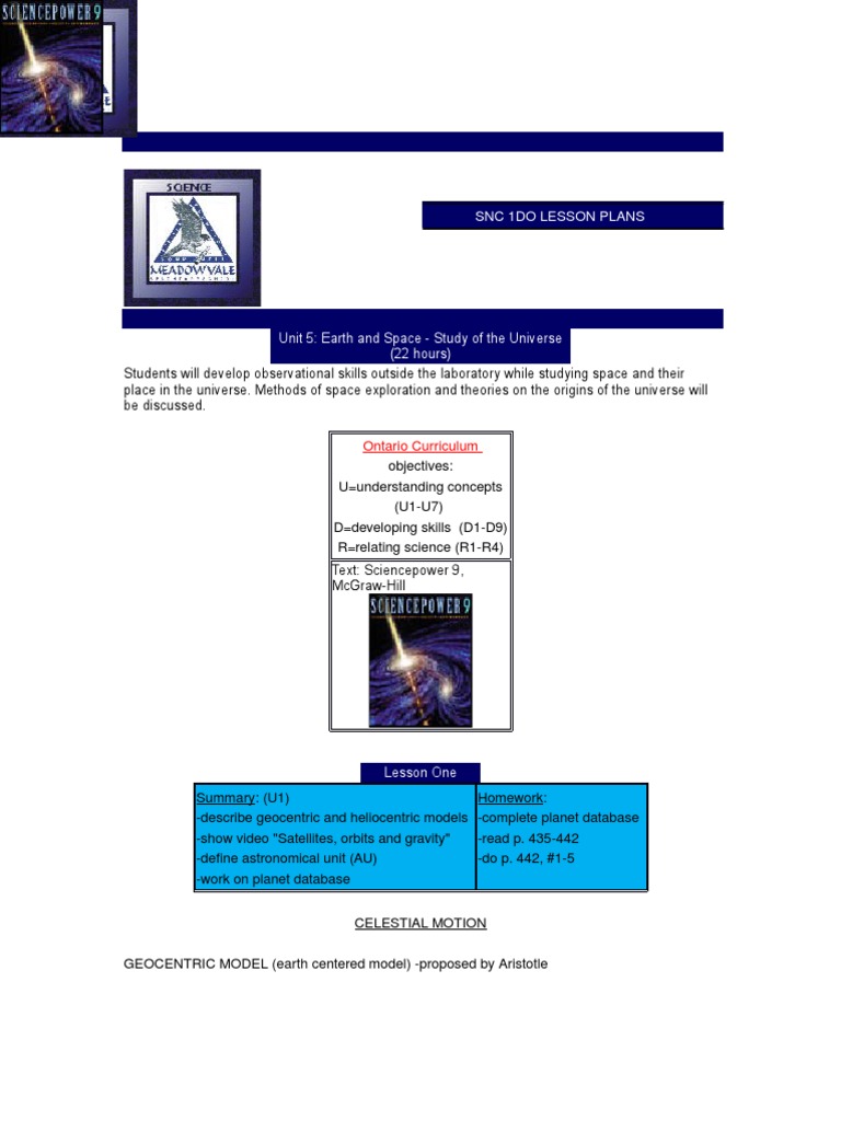 Earth and Space Science Lesson Plans | PDF | Stars | Milky Way