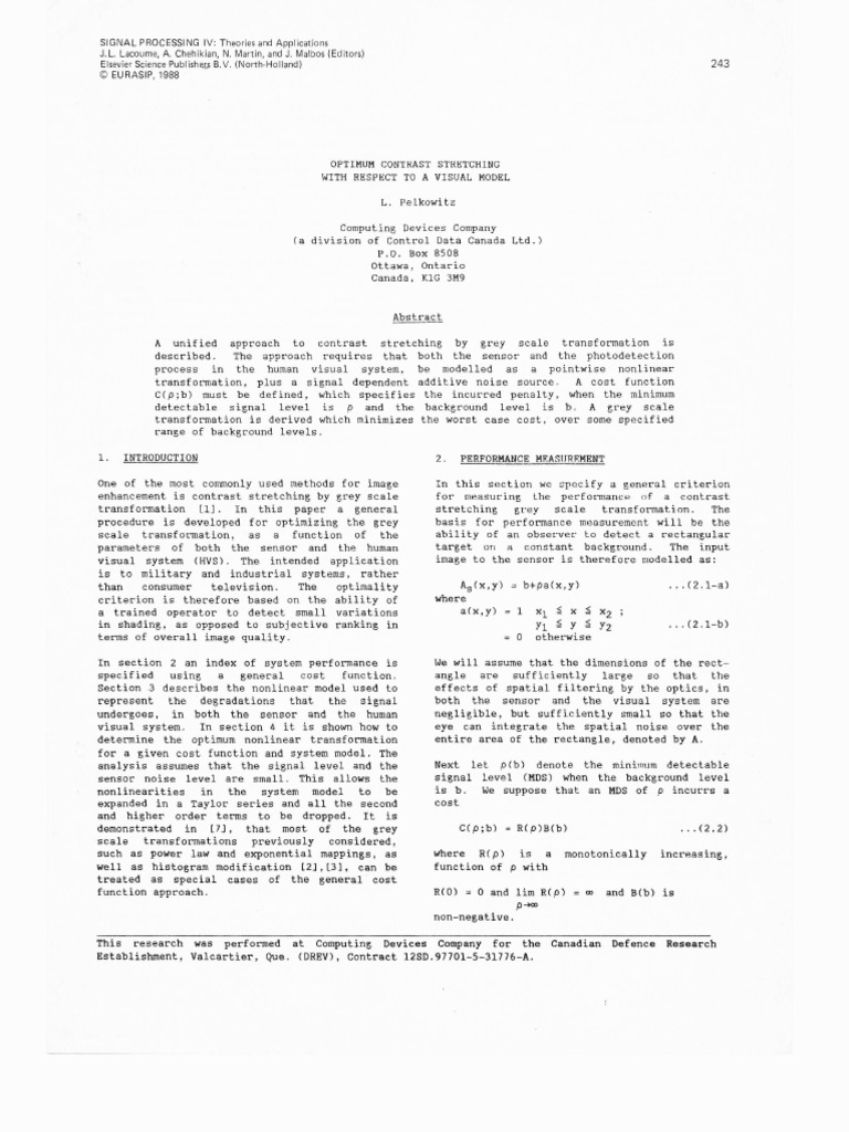 Optimum Contrast Stretching With Respect To A Visual Model | PDF ...