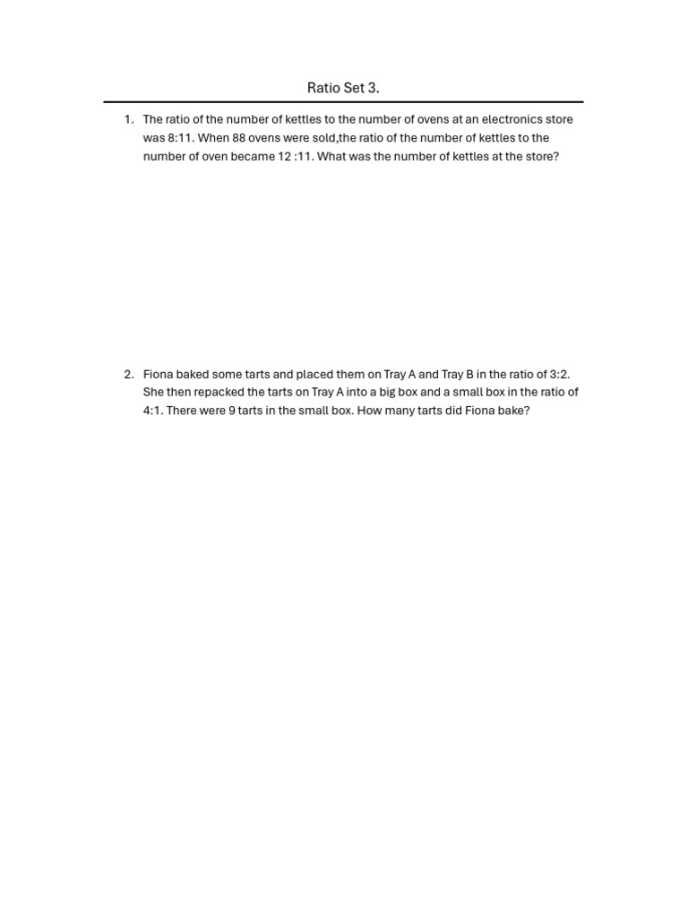 Ratio Problems and Solutions | PDF