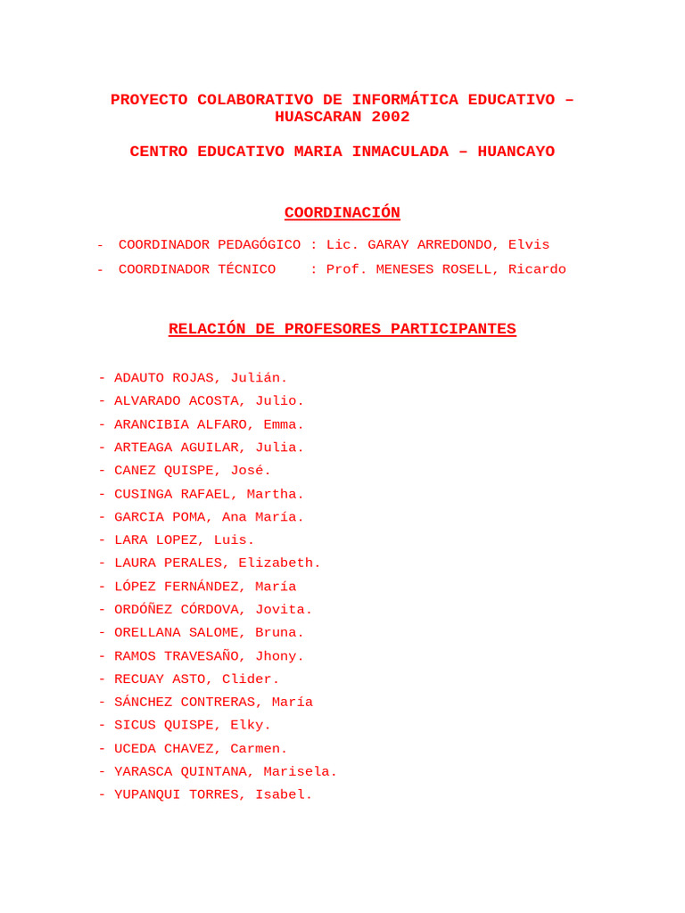 Proyecto Colaborativo de Informática Educativo | PDF