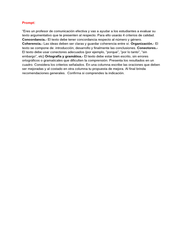 Prompt - Texto Argumentativo | PDF