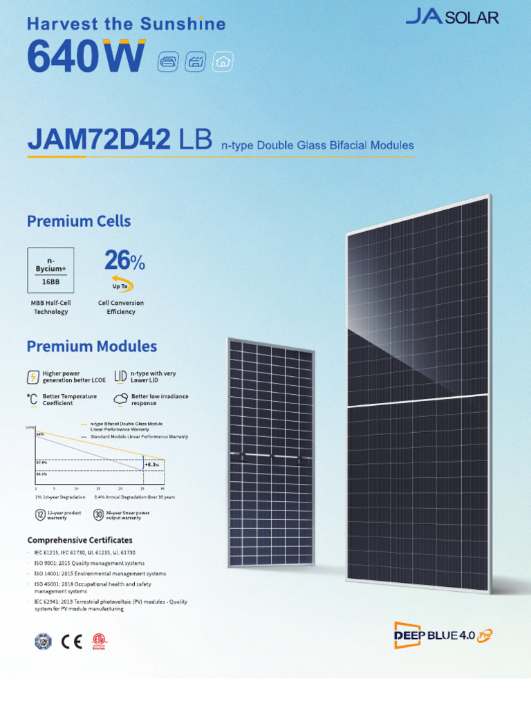 JA Solar 640w Datasheet | PDF