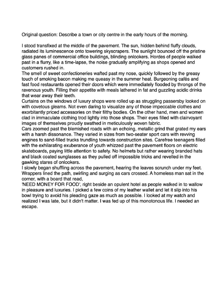 descriptive writing samples french igcse | PDF