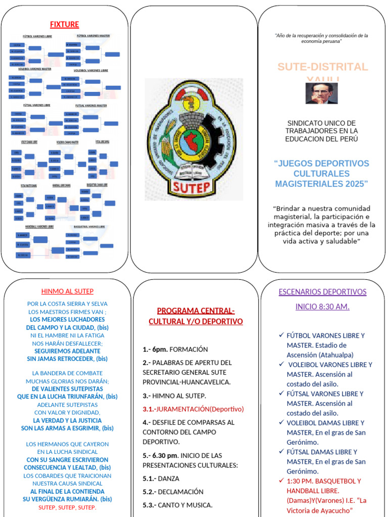 Triptico Programa de Los Juegos Magisteriales | PDF