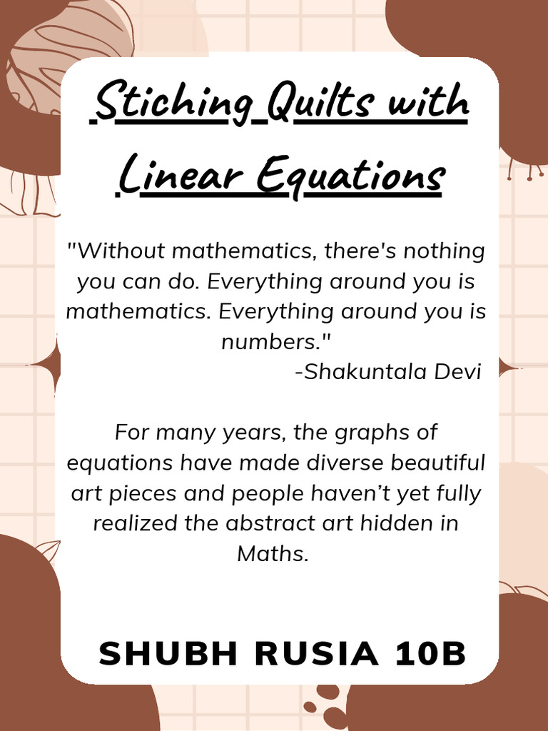Quilting with Linear Equations | PDF | Quilt | Quilting