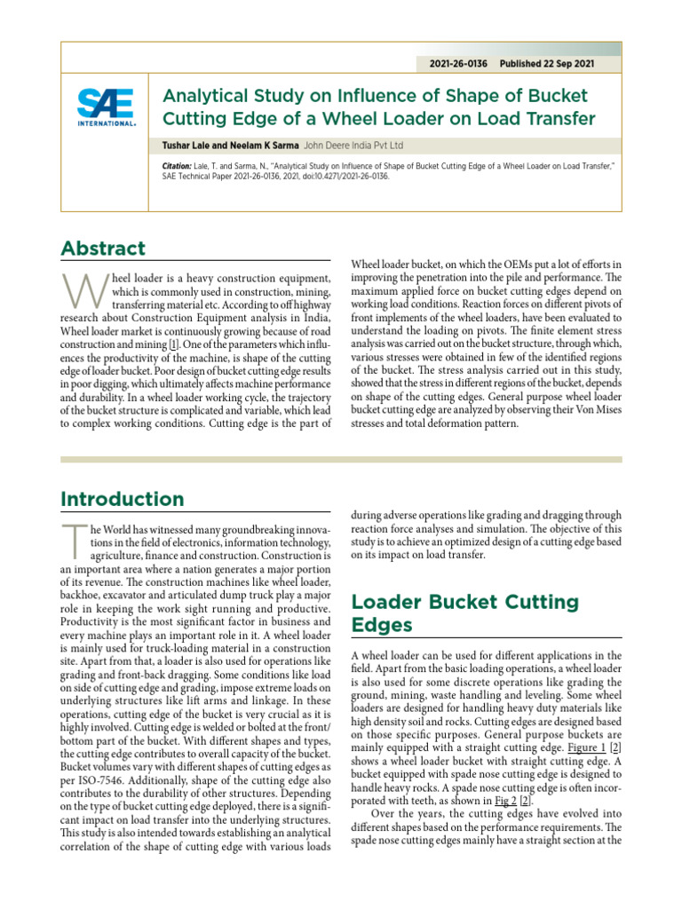 2021-26-0136 - Analytical Study on Influence of Shape of Bucket Cutting ...