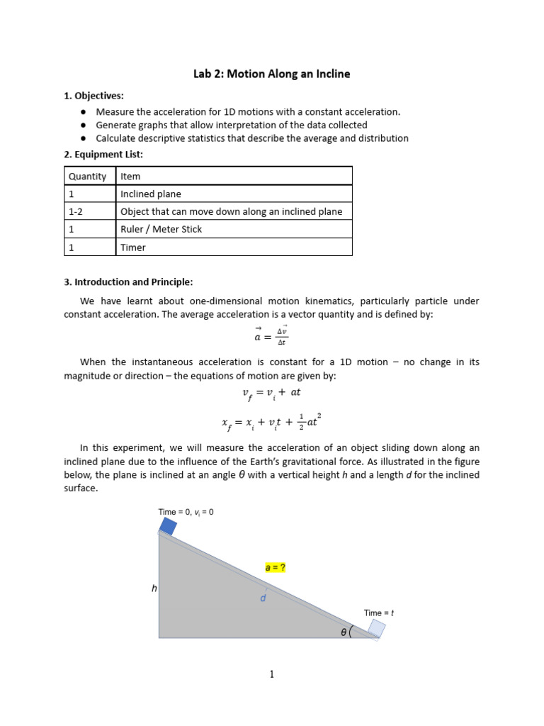 Measure Acceleration on Inclined Plane | PDF | Acceleration | Force