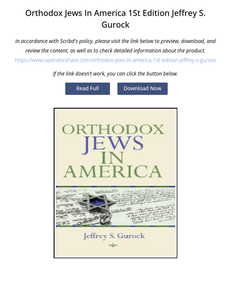Orthodox Jews in America 1st Edition Jeffrey S. Gurock updated 2025 ...