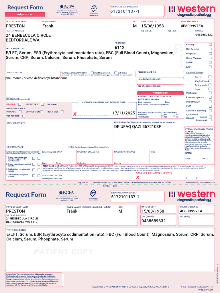 Pathology Request (1) | PDF | Cervical Cancer | Hospital