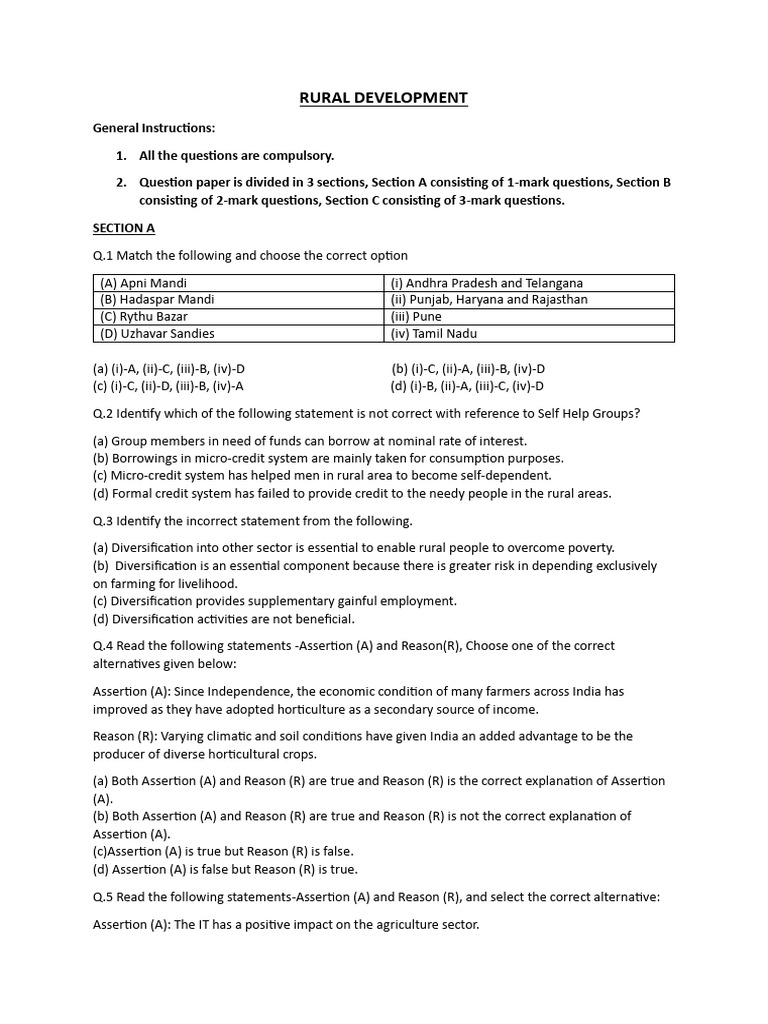 Rural Development Worksheet Ris | PDF | Agriculture | Horticulture