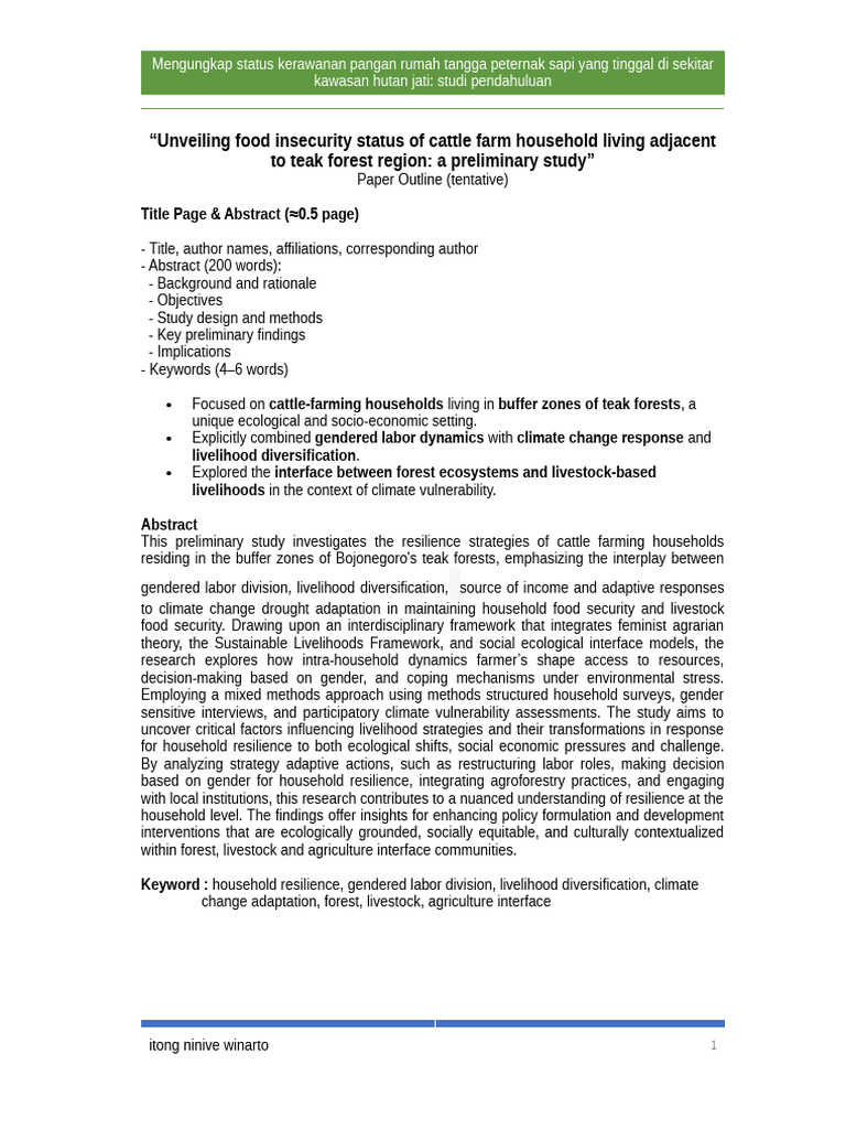 Conference Outline (Tentative) - Unveiling Food Insecurity Status of ...
