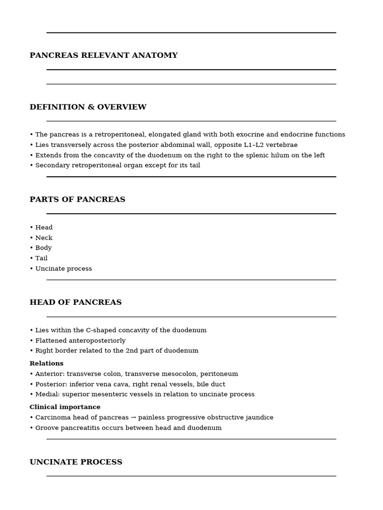Anatomy and Functions of the Pancreas | PDF | Pancreas | Spleen