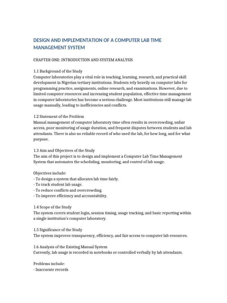 Computer Lab Time Management System | PDF | Software Development ...