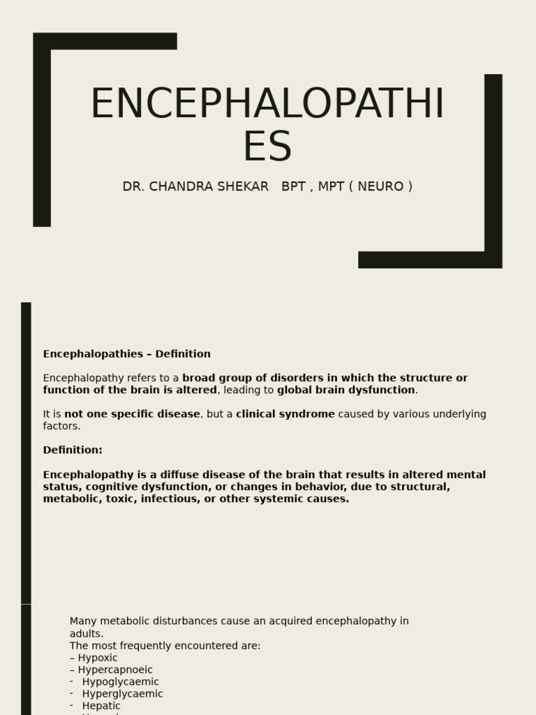 Understanding Encephalopathies: Types & Causes | PDF | Medical ...
