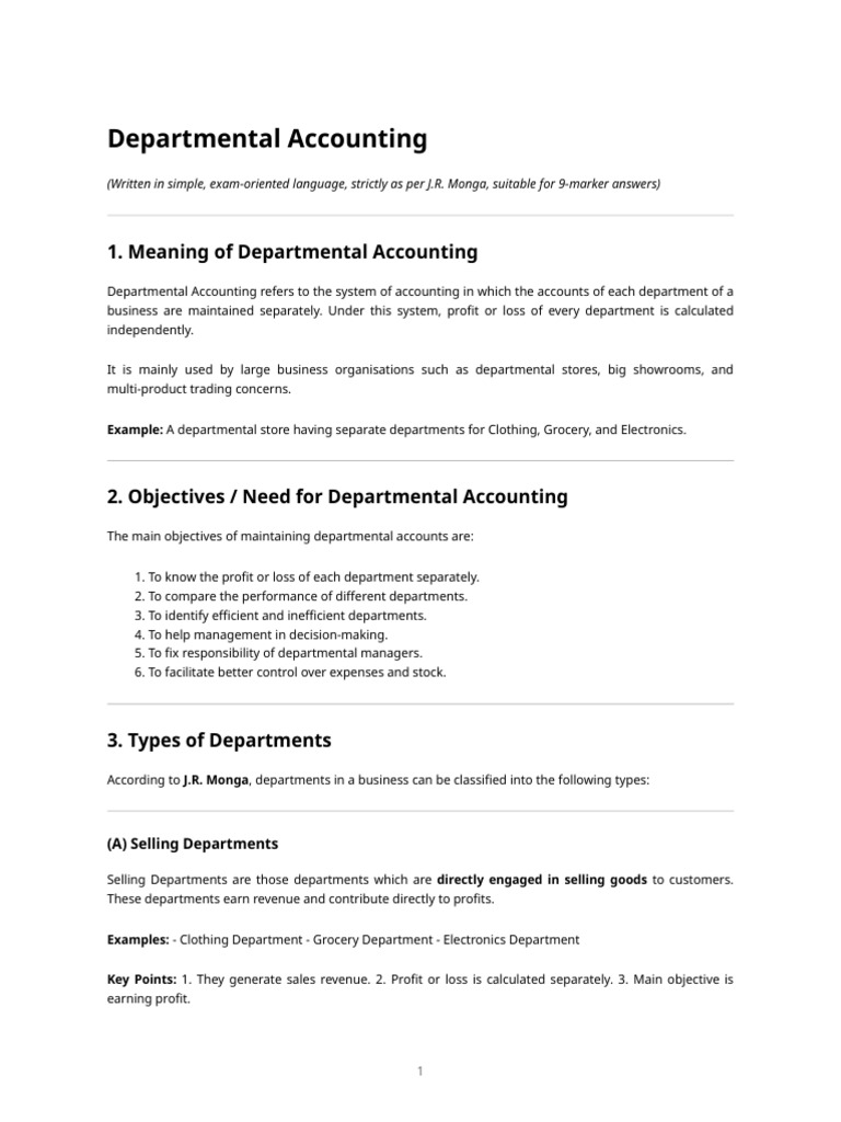 Departmental Accounting Explained | PDF | Expense | Stocks