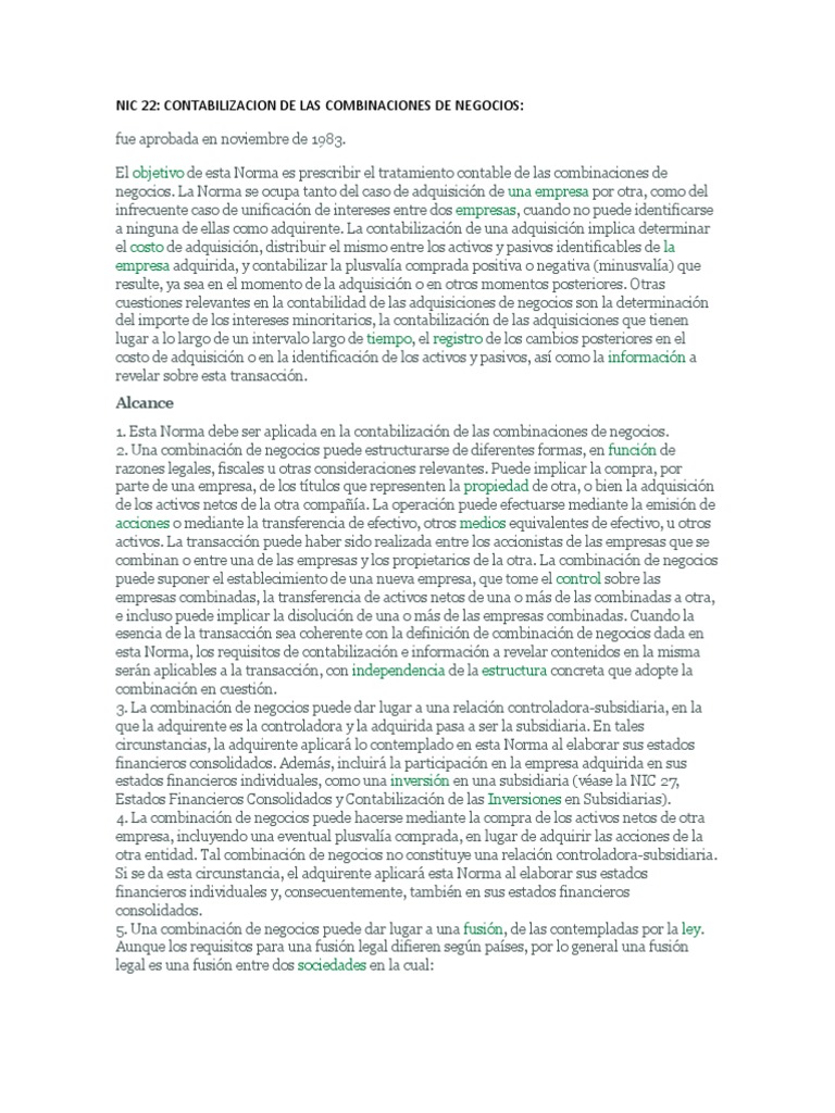 Nic 22 | PDF | Contabilidad | Estado financiero