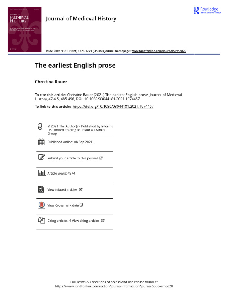 The Earliest English Prose | PDF | Bede | Translations