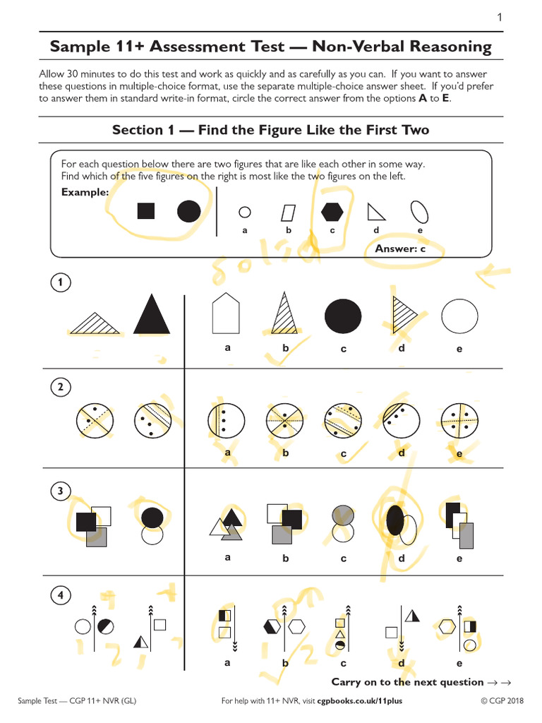 11 Plus Gl Assessment Non Verbal Reasoning Question Booklet | PDF ...
