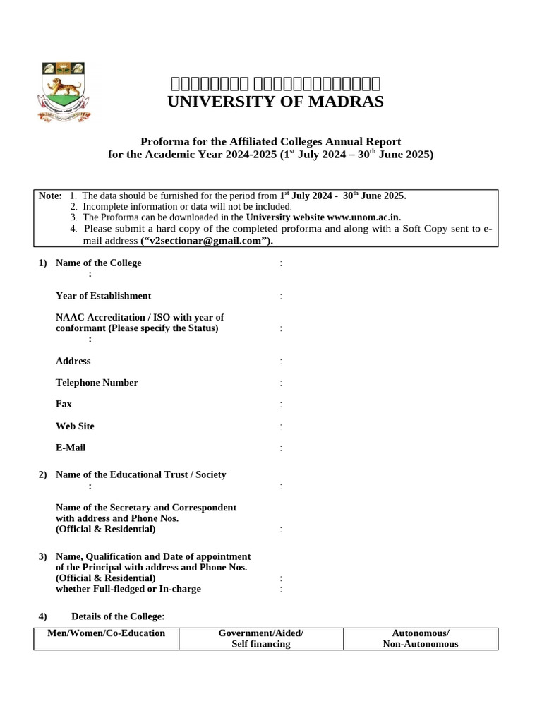 Annual Report Proforma for Colleges 2024-2025 | PDF | Postgraduate ...