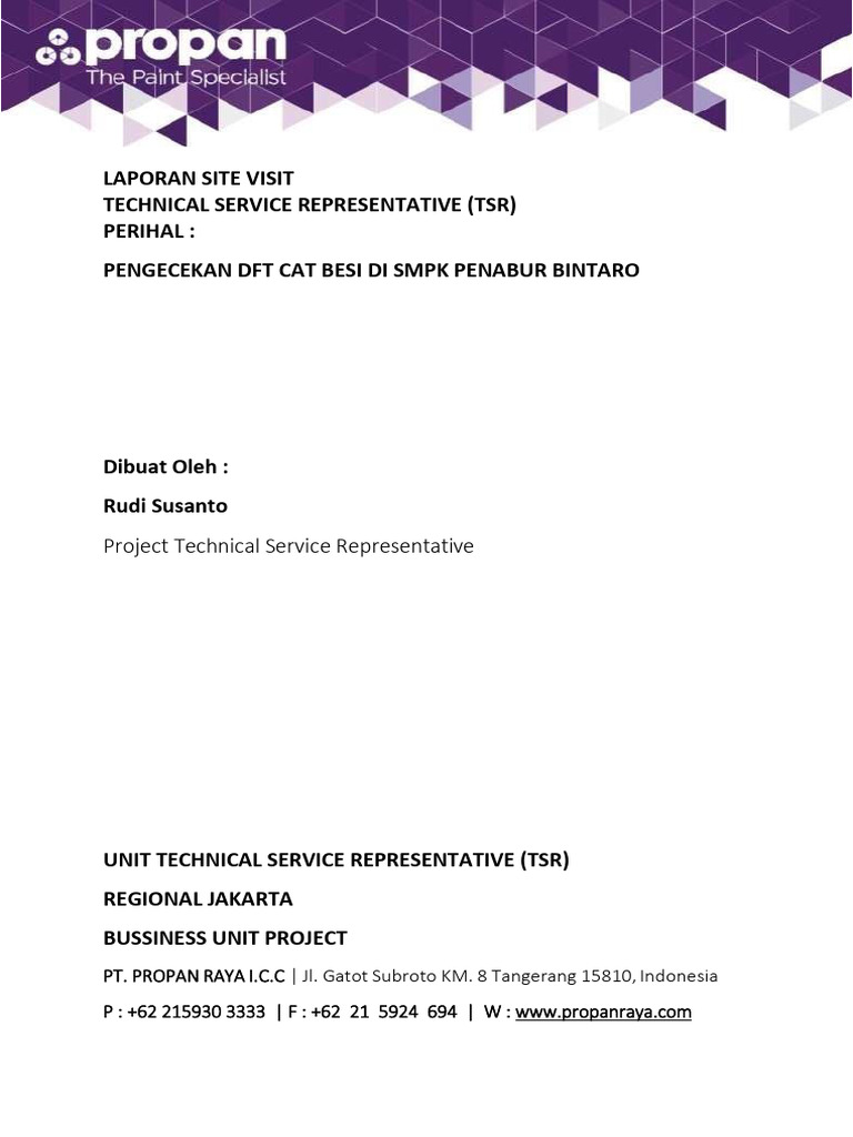 Laporan DFT Cat Besi SMPK Penabur | PDF