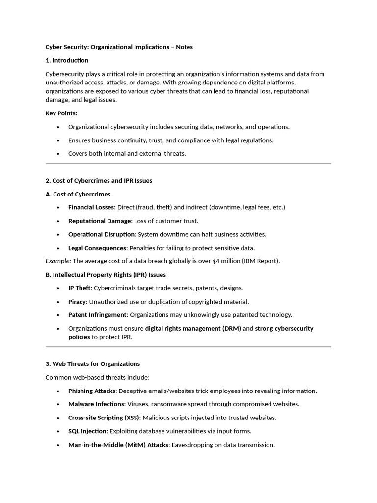 Unit 6 Cyber Security Notes | PDF | Computer Security | Security