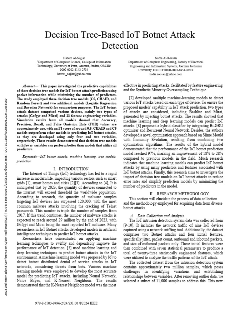 IoT Botnet Detection with Decision Trees | PDF | Internet Of Things ...
