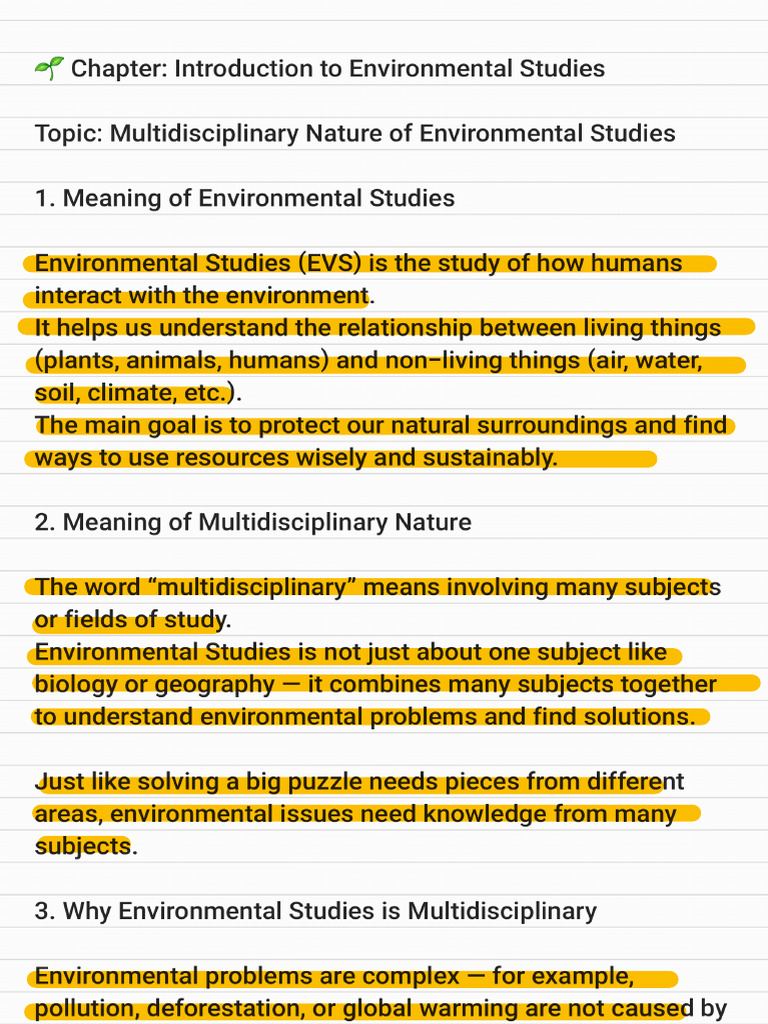 Chapter Introduction of Environmental Studies Highlight 2 | PDF