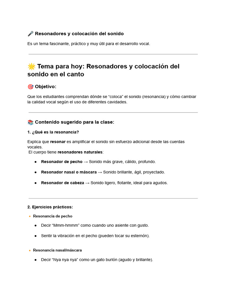 Resonadores y colocación vocal en canto | PDF