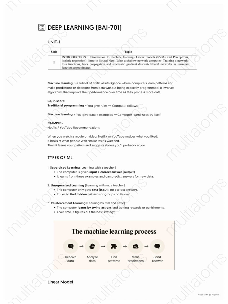 Unit 1 (Bai-701) Deep Learning | PDF