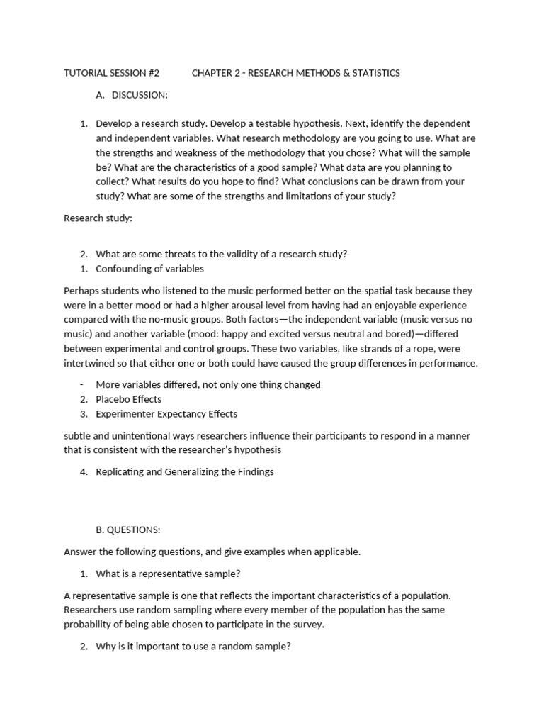 Tutorial 2 Qs for Students | PDF | Placebo | Experiment