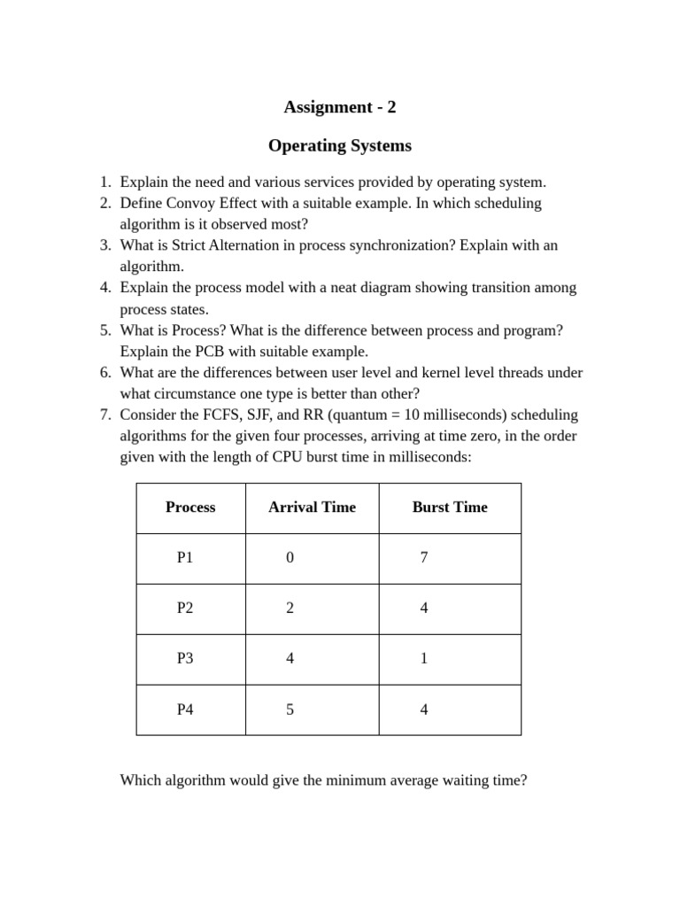 Operating Systems Assignment Overview | PDF