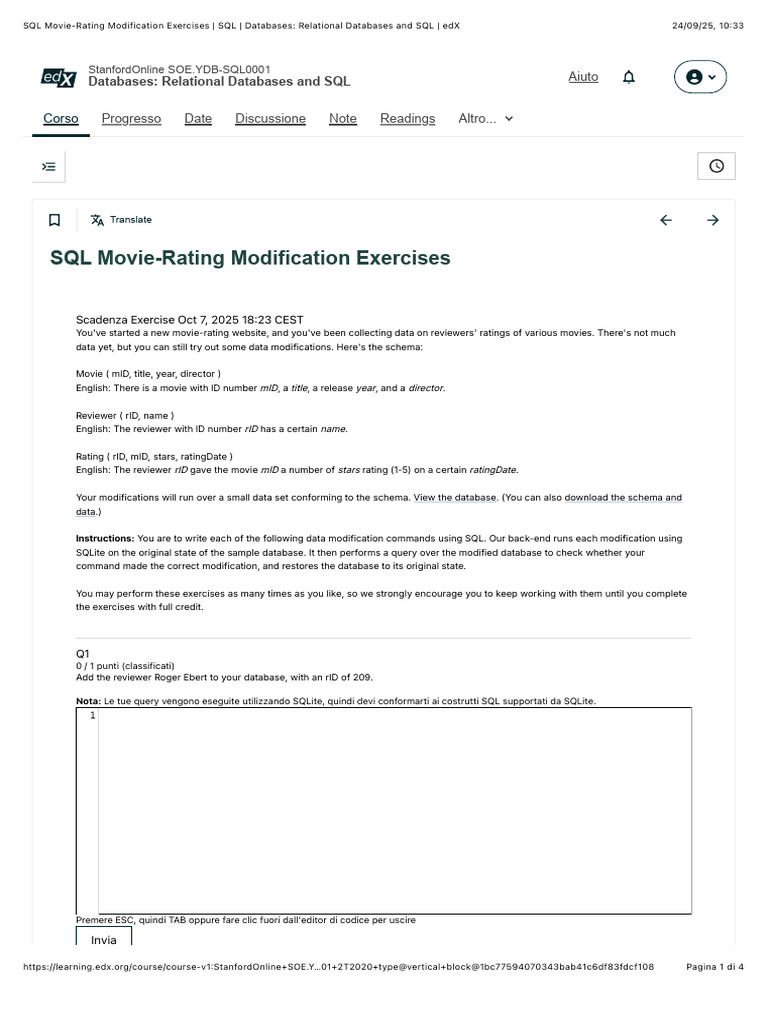 esercizio 3 | PDF | Databases | Sql