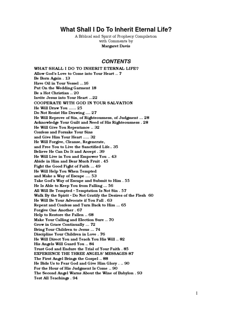 What Shall I Do To Inherit Eternal Life | PDF | Born Again | Jesus