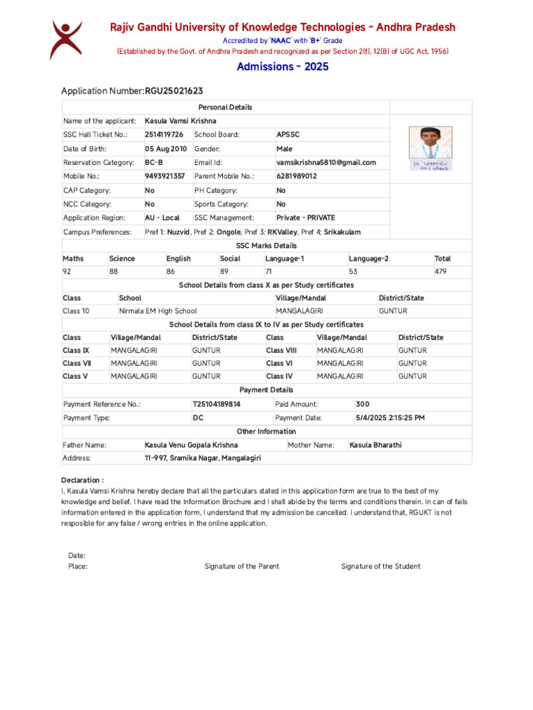 RGUKT Admissions | PDF