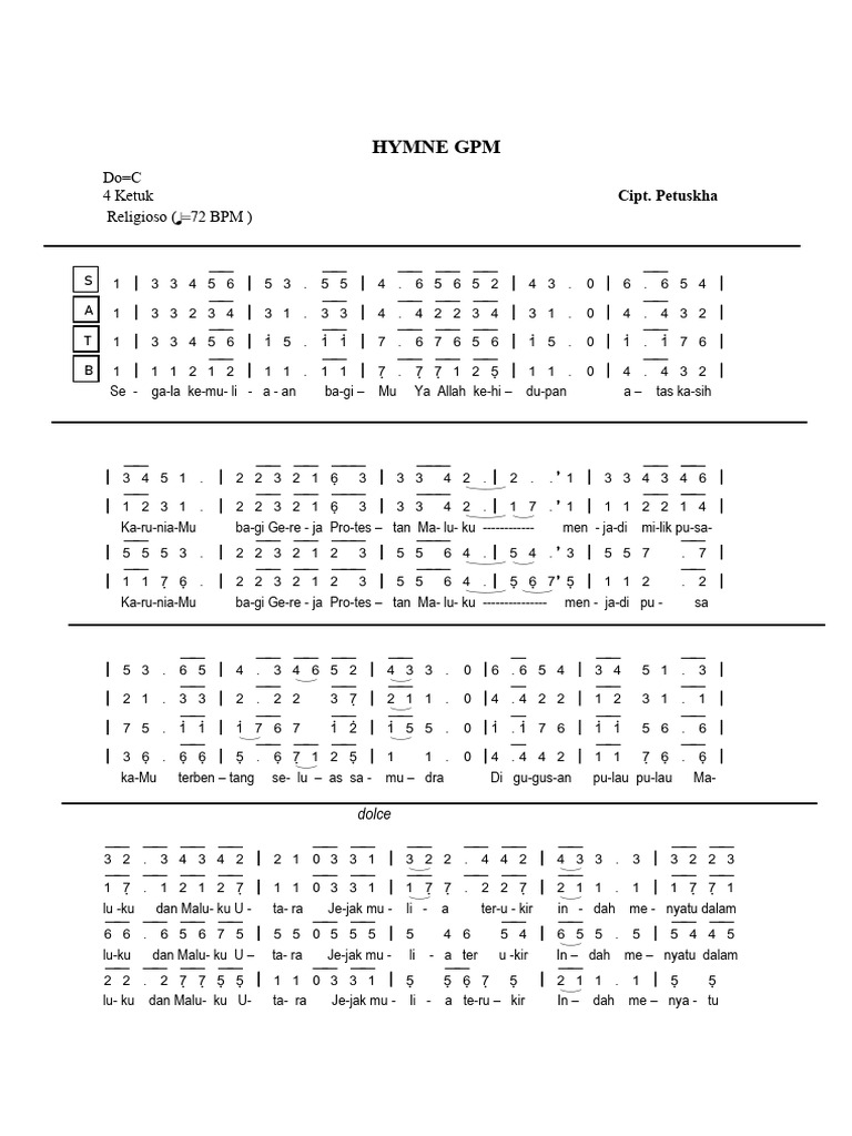 GPM Hymn Sheet Music and Lyrics | PDF
